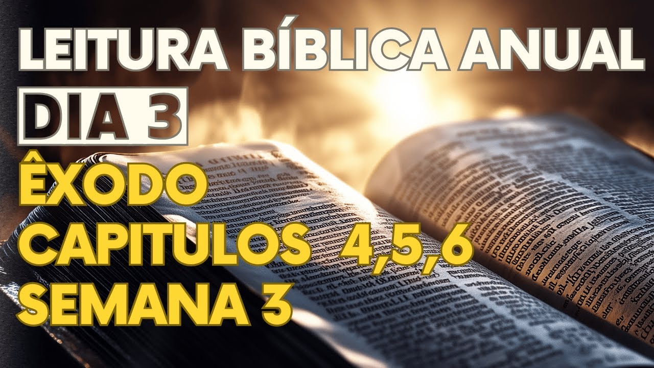PLANO DE LEITURA ANUAL DA BÍBLIA - DIA 3 (ÊXODO - CAPÍTULOS 4,5,6) - 3° SEMANA - 17/365 - YouTube