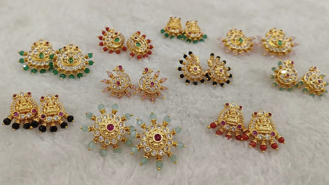 Beautiful gold copy studs at reasonable prices 7006244709 - YouTube