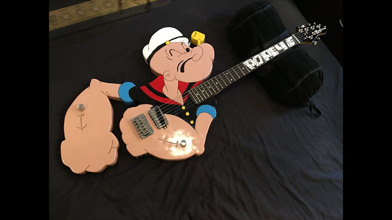 How I Created a "Popeye" Themed Home-Made Guitar Out of Plywood Using ...