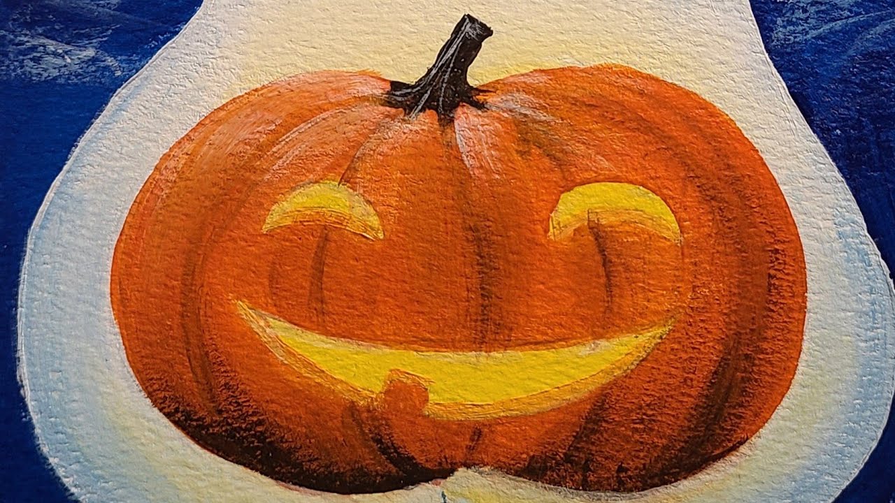 How to paint a Friendly Ghost and Pumpkin | Junior's LIVE Acrylic ...