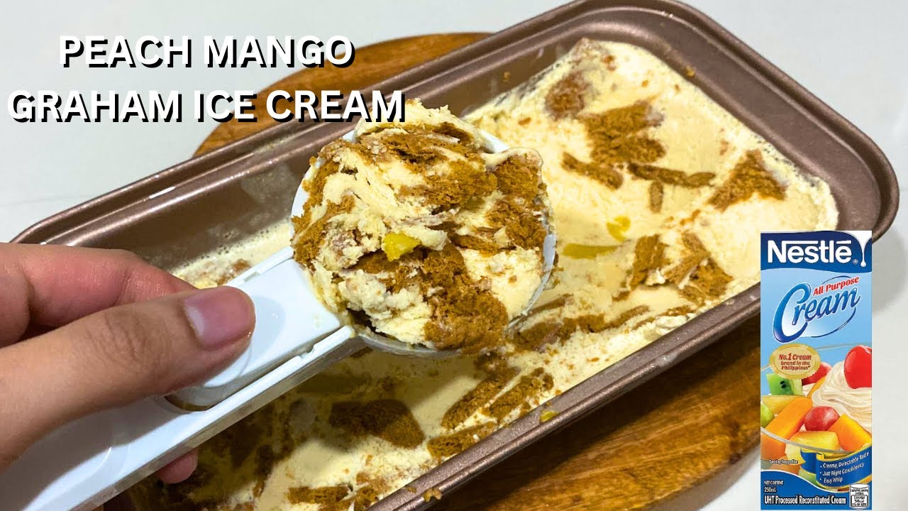 Peach Mango Graham Ice Cream | Creamy Ice Cream Dessert Recipe - YouTube
