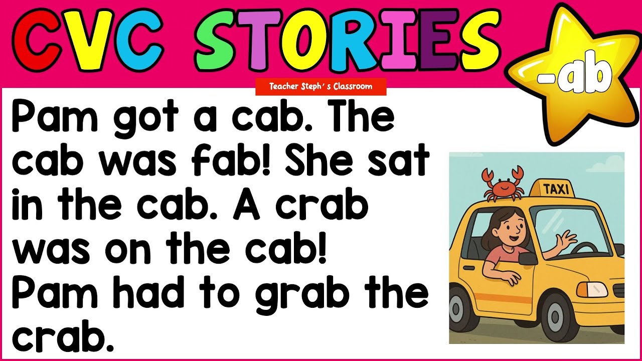 CVC SHORT STORIES | CVC WORDS -AB | READING SIMPLE STORIES IN ENGLISH ...