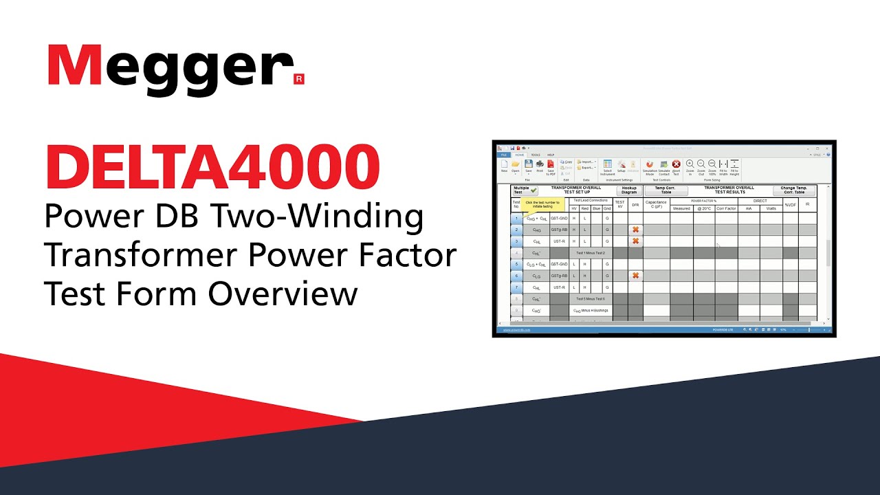 Megger Delta4000: Power DB Two-Winding Transformer Power Factor Test ...