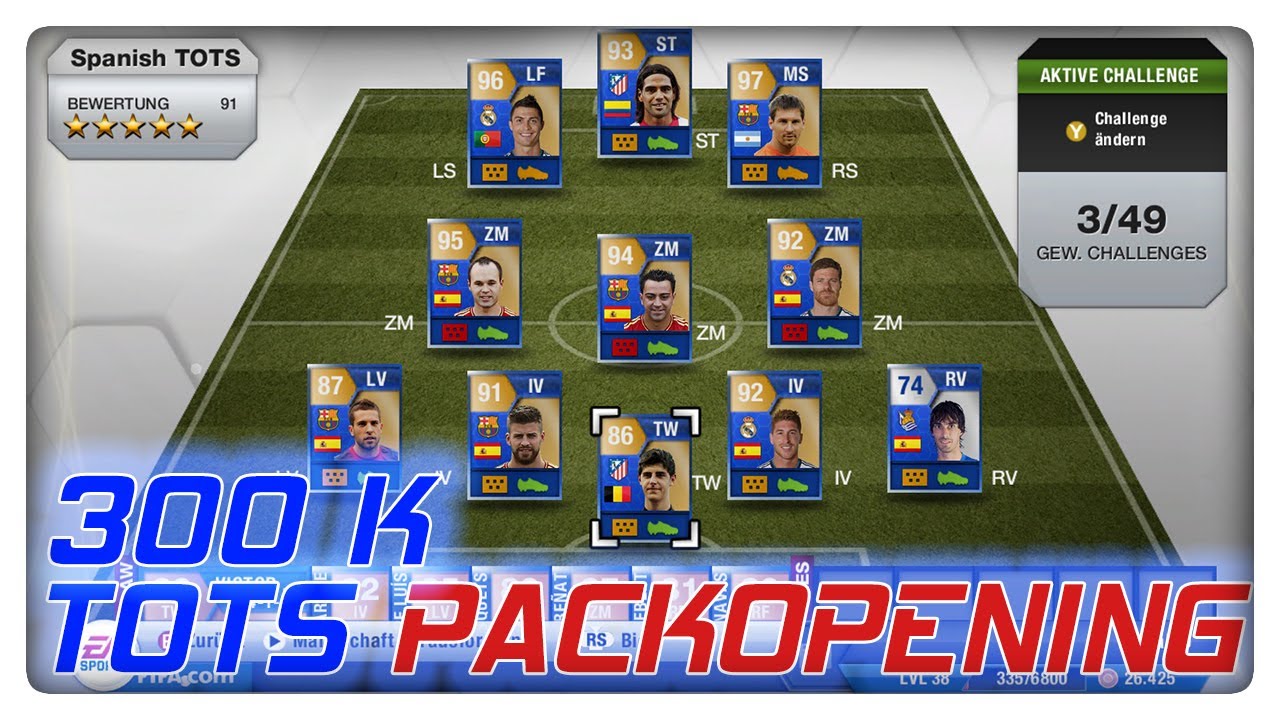 FIFA 13 Ultimate Team Pack Opening 300K TOTS LIGA BBVA - YouTube