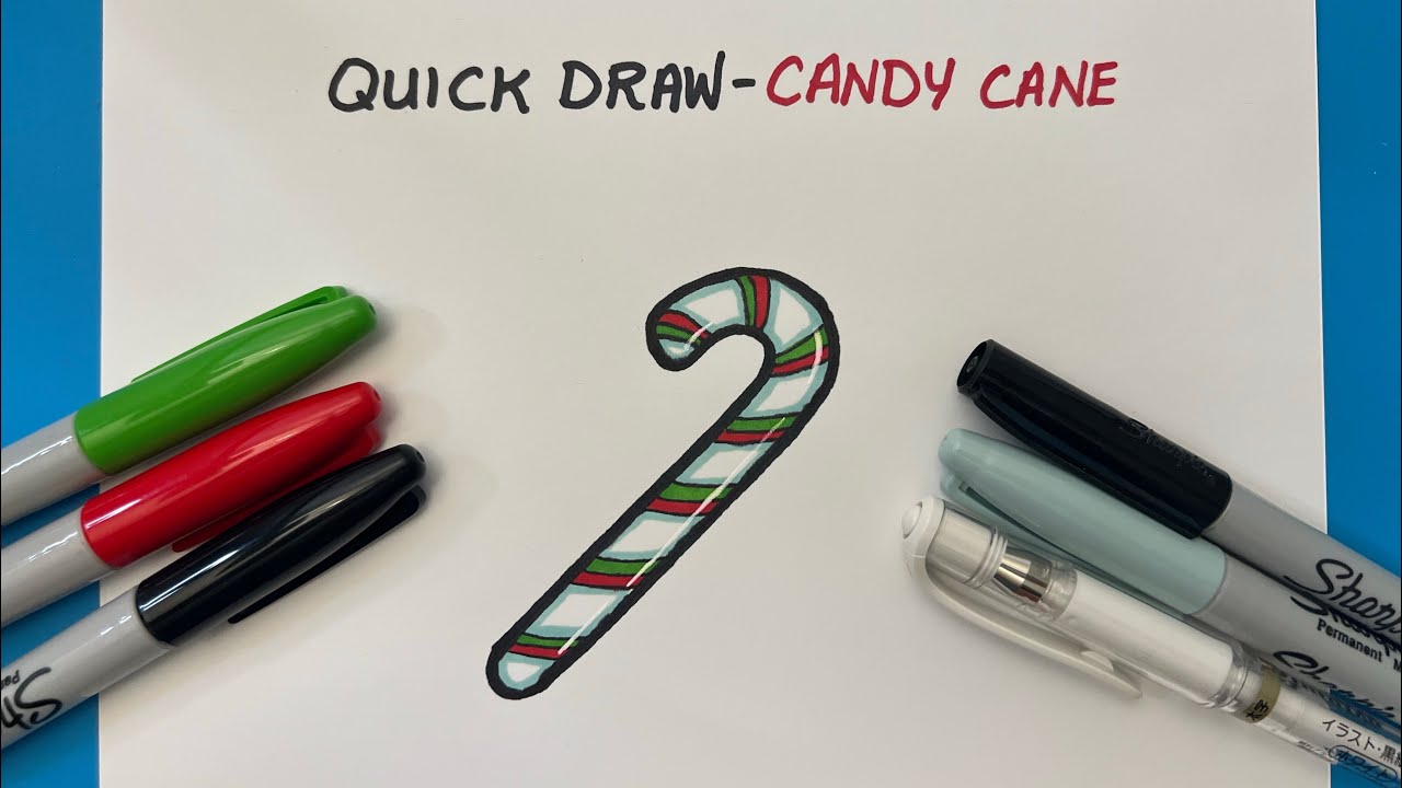 Quick Draws for Kids - How to Draw a Candy Cane (Easy) - YouTube