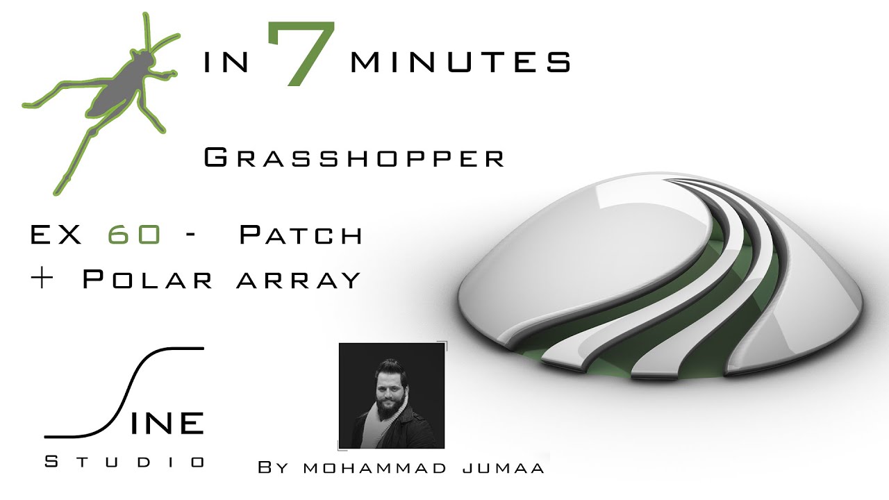 Grasshopper tutorial in 7 minutes - EX 60 - Patch + Polar array - YouTube