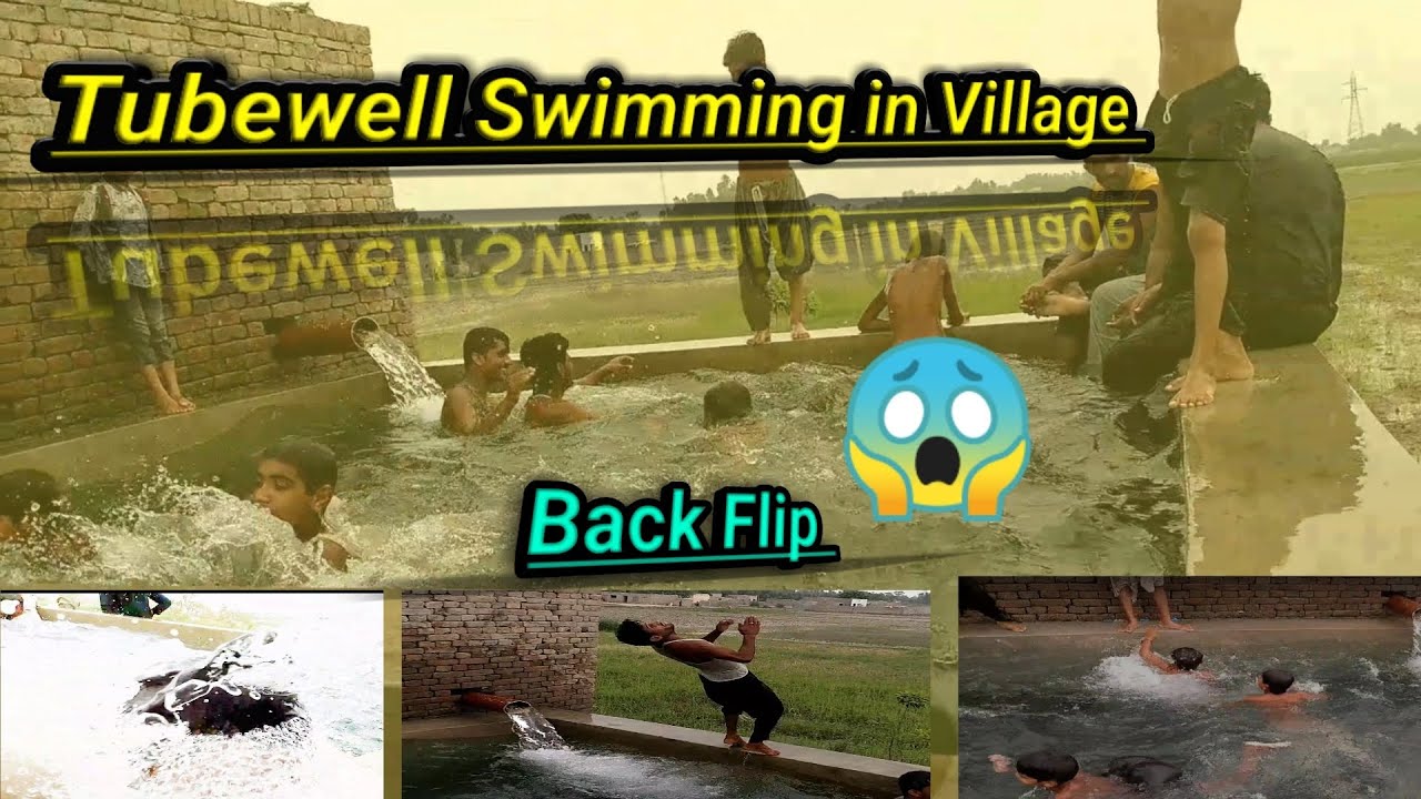 Bathing swimming in tubewell full enjoy mood || back Flip in tubewell ...