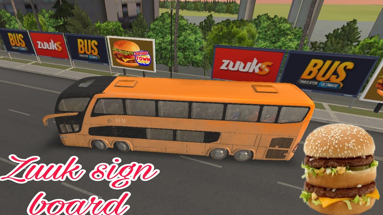Zuuk bus simulator ultimate - burger sign board | gameplay - YouTube