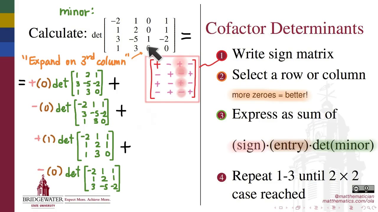 202W.8B Determinants via Cofactor Expansion - YouTube