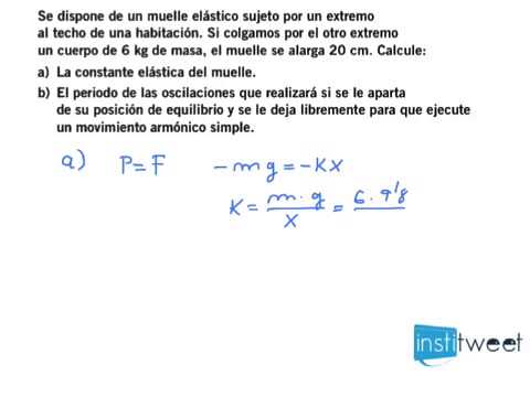 Calcula la constante elastica del muelle y el periodo - YouTube