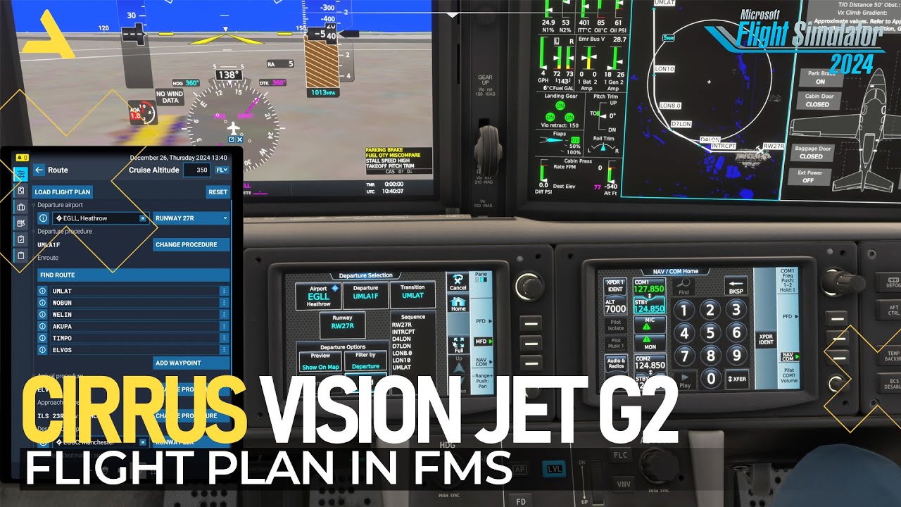 How to Enter the Flight Plan in Cirrus Vision Jet G2 FMS in MSFS 2024 ...