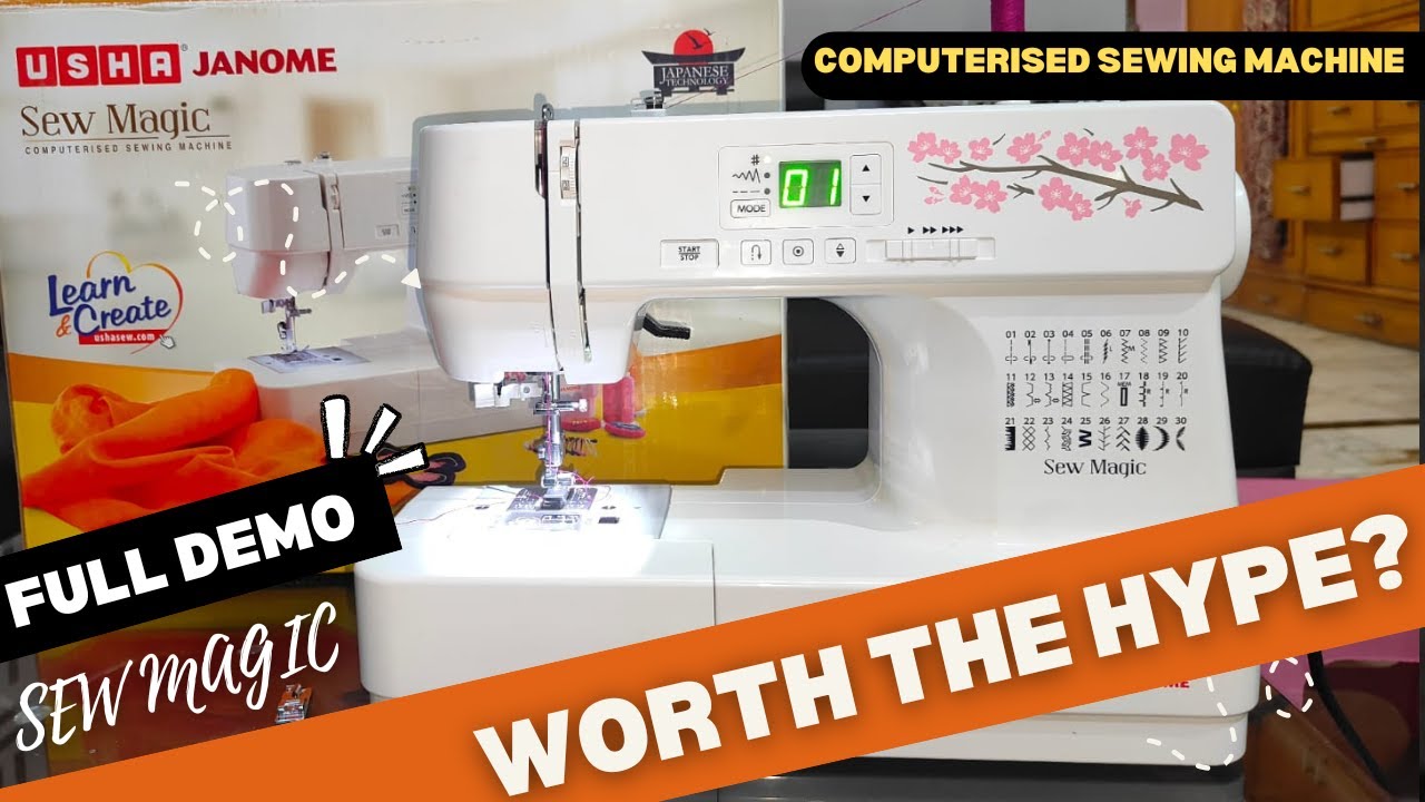 USHA JANOME Sew Magic Computerized Sewing Machine Full Unboxing and ...