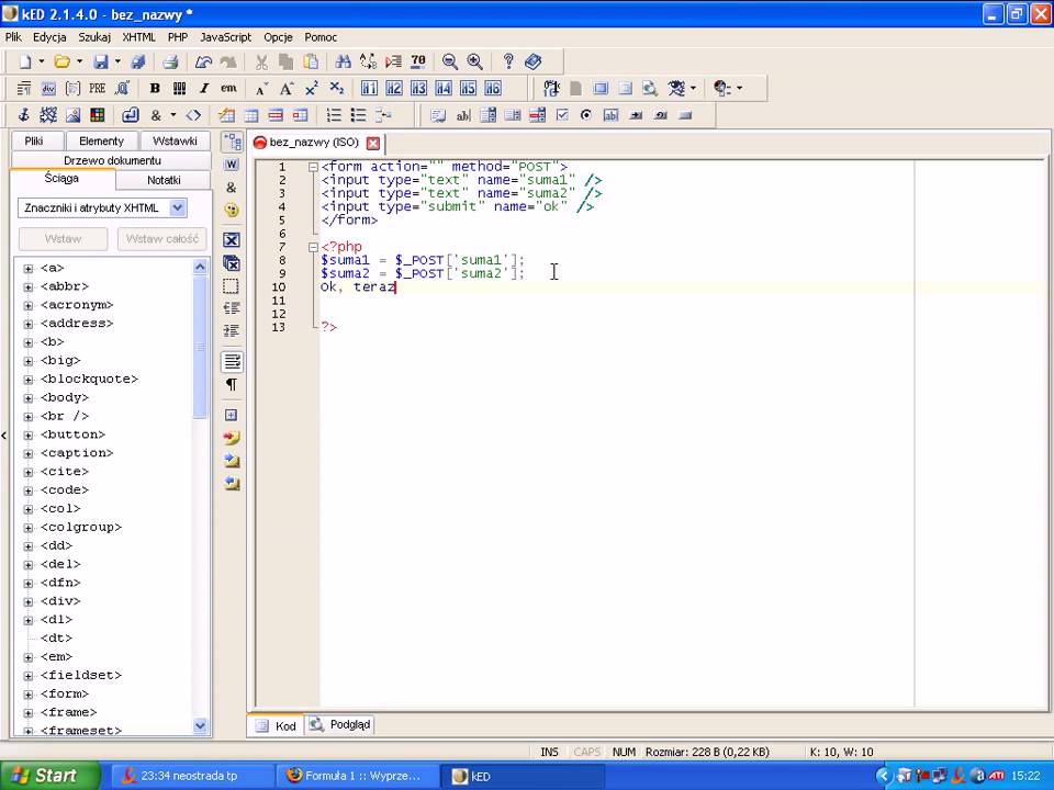 Tworzymy kalkulator w php - Dodawanie - YouTube