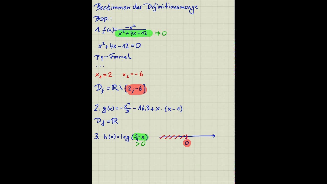Definitionsmenge bestimmen - Beispiele - YouTube