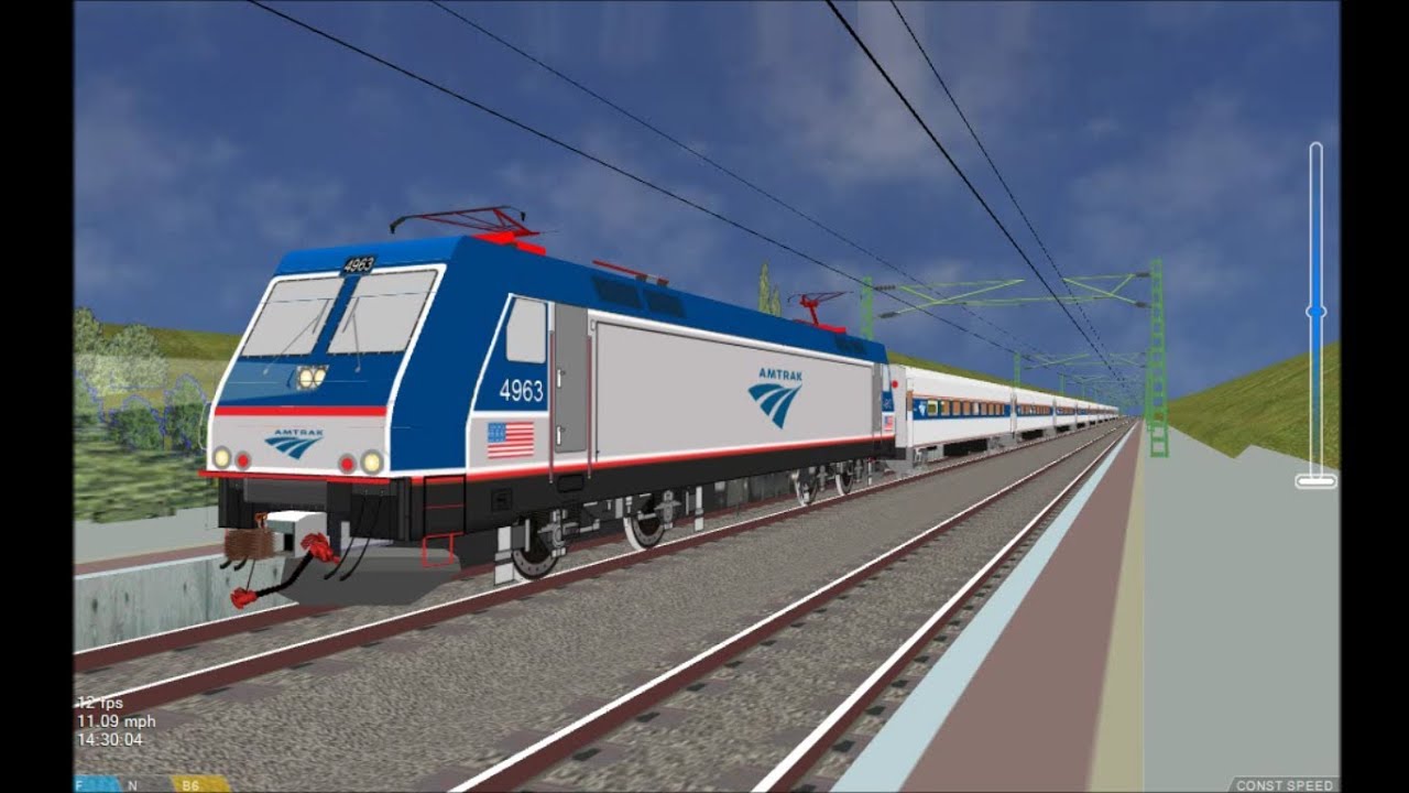 OpenBVE HD: Bombardier ALP-46A Electric Passenger Locomotive Hauling 10 ...