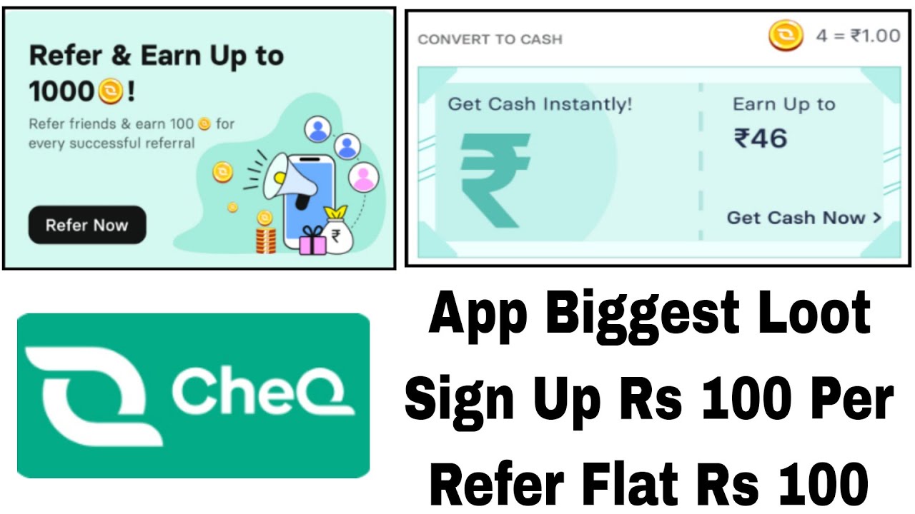 cheq app refer and earn flat rs 100 cashback | cheq app credit card ...