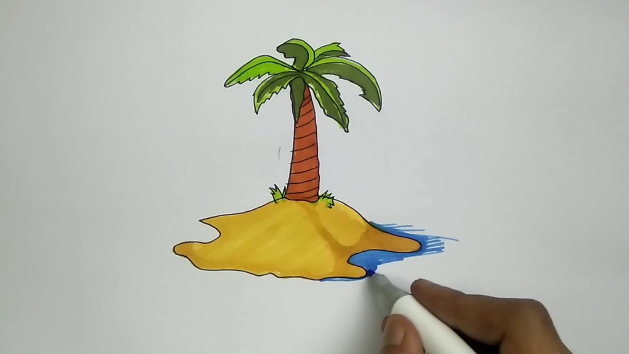 How to Draw small island cartoon - YouTube