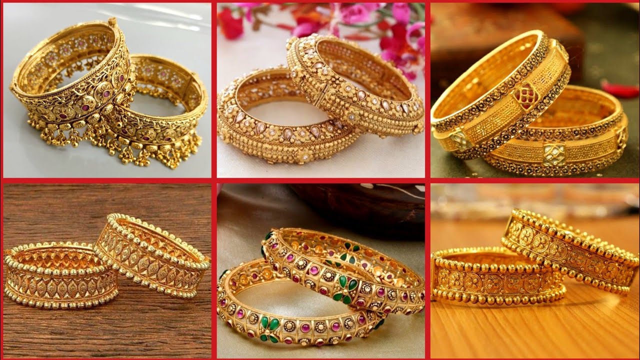 Latest and beautiful bridal 24k gold bangles design - YouTube