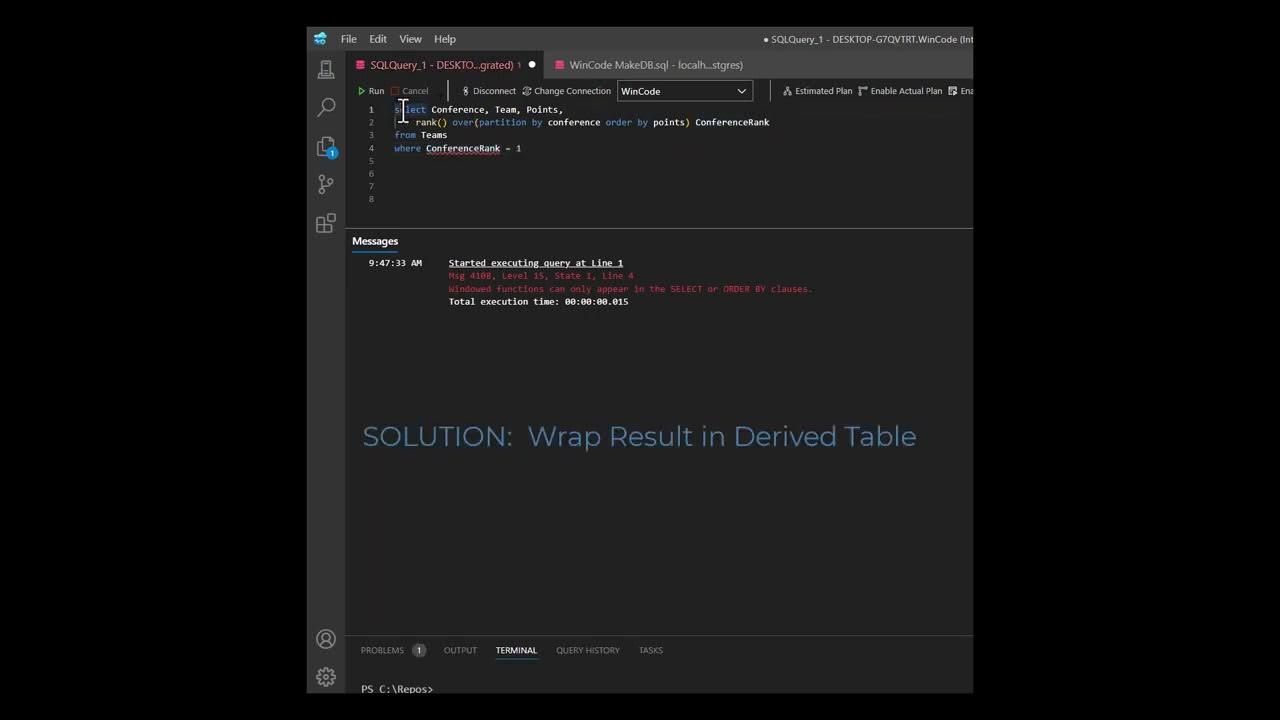 Work Around SQL Limitations using Derived Tables | EssentialSQL - YouTube