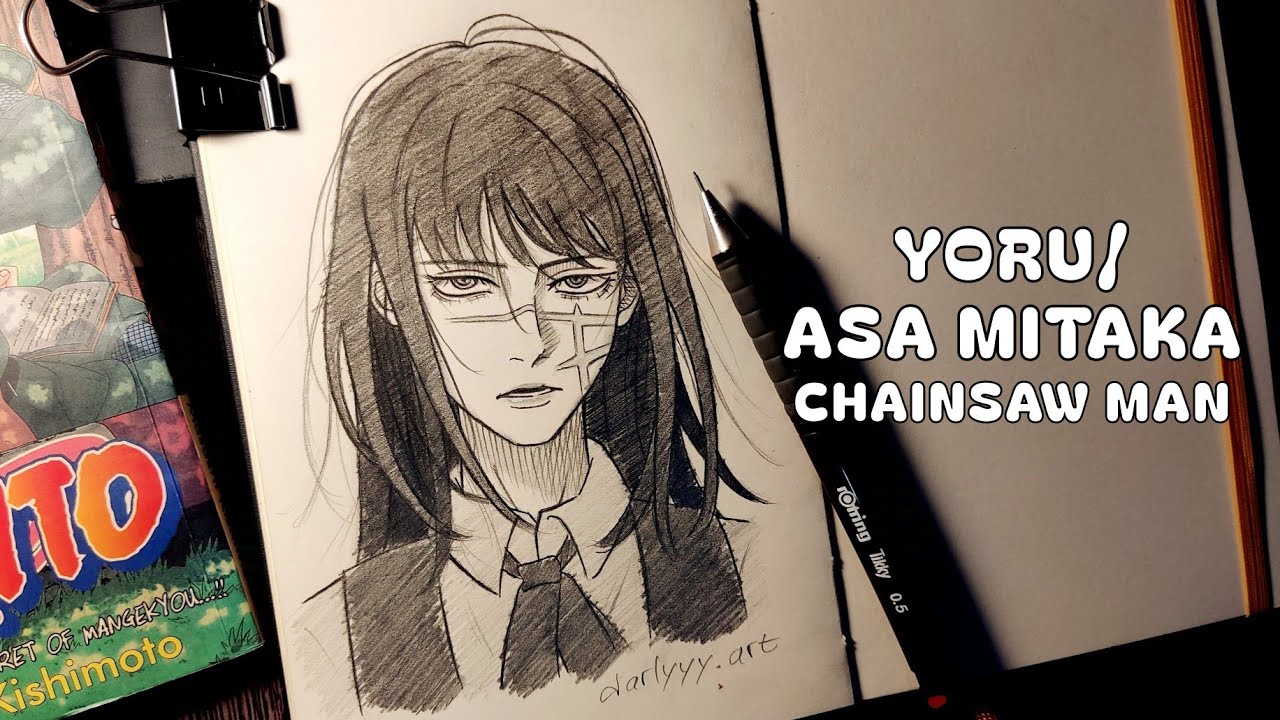 SKETCH WITH ME! PROCESS OF DRAWING YORU FROM CHAINSAWMAN - YouTube