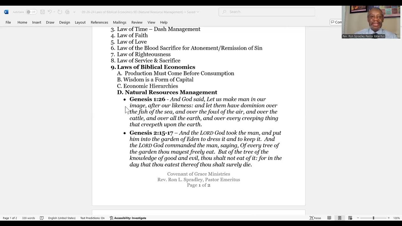 09 26 24 Laws of Biblical Economics 9D Natural Resources Management ...