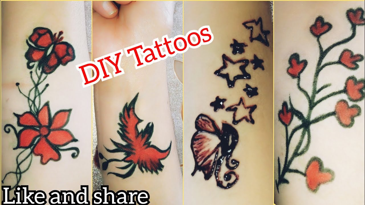 World beautiful home made DIY Tattoos || instant Tattoo 👌|| temporary ...