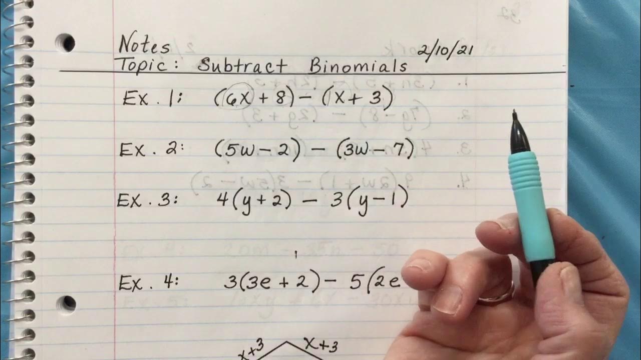 Subtract Binomials - YouTube