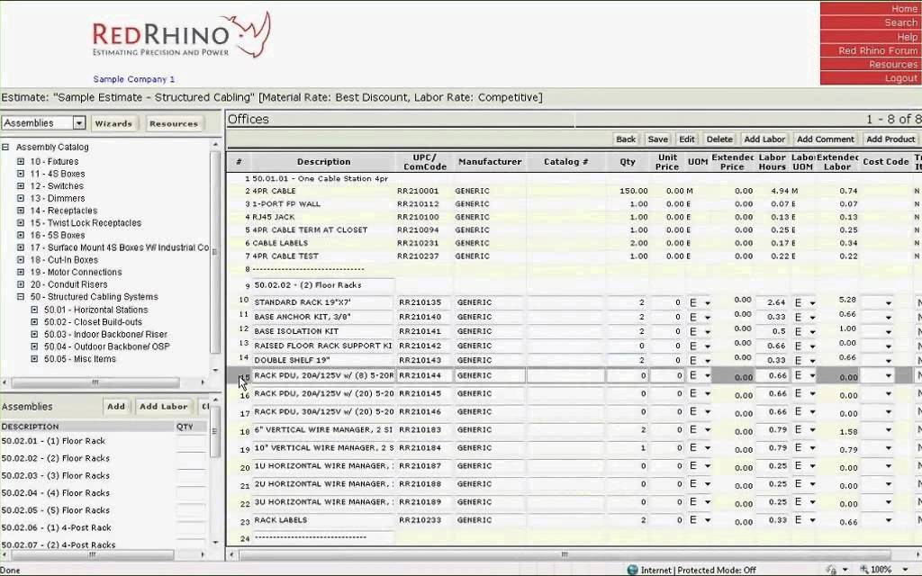 Structured Cabling Estimating Software, Red Rhino Estimating Software ...