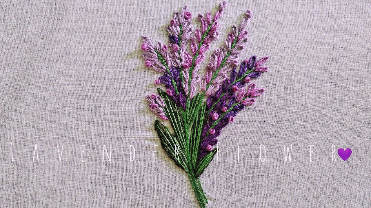 lavender Flower embroidery pattern tutorial || basic stitch for ...