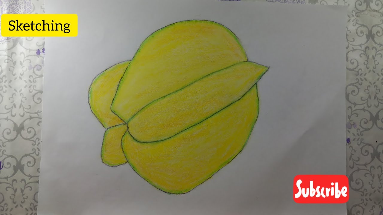 Beautiful Starfruit Drawing | Soothing Oil Pastel Sketch for Beginners ...
