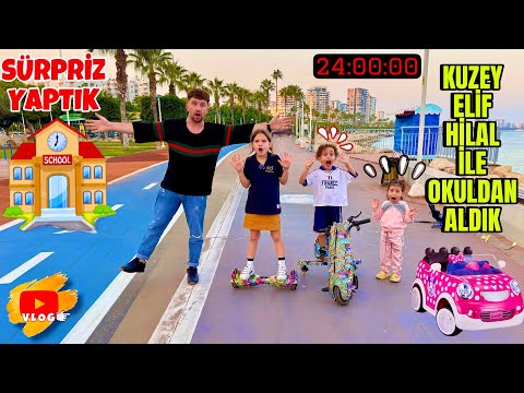 KUZEY ELİF HİLAL İLE OKUL ÇIKIŞI SÜRPRİZ YAPTIK !! KUZEY ELİF ÇOK SEVİNDİ !! 24 SAAT VLOG !!