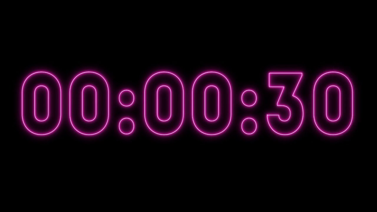 Violet neon timer 30 seconds (countdown) - YouTube