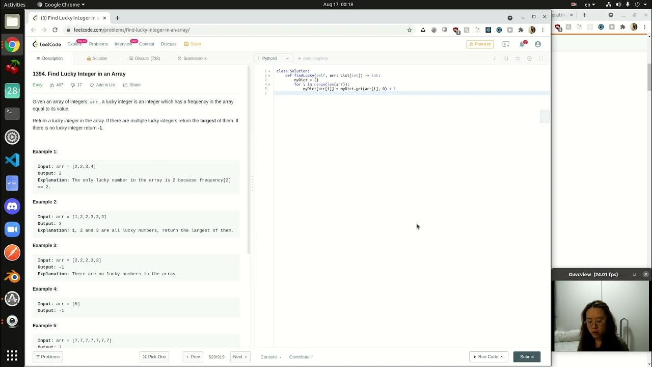 LeetCode 1394 Find Lucky Integer in an Array - Python - YouTube