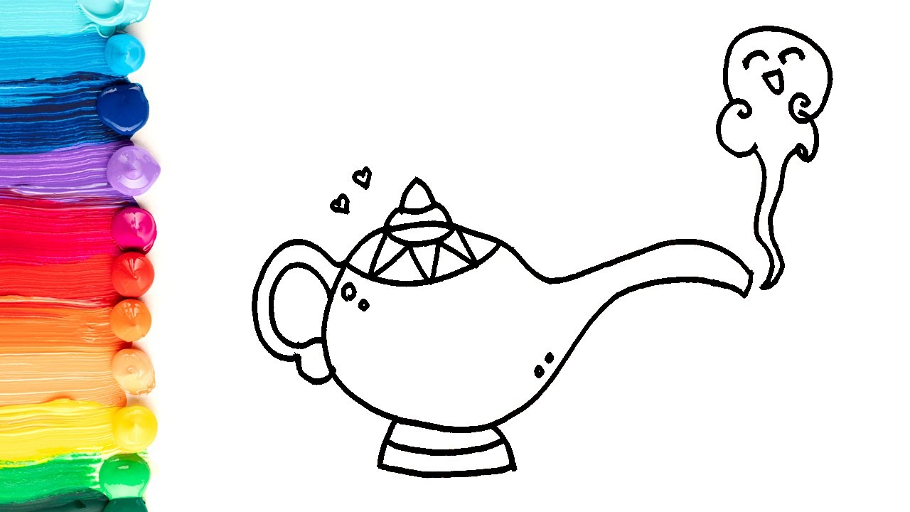How to Draw Aladdin Lamp Easy | How To Draw A Genie Lamp Step by Step ...