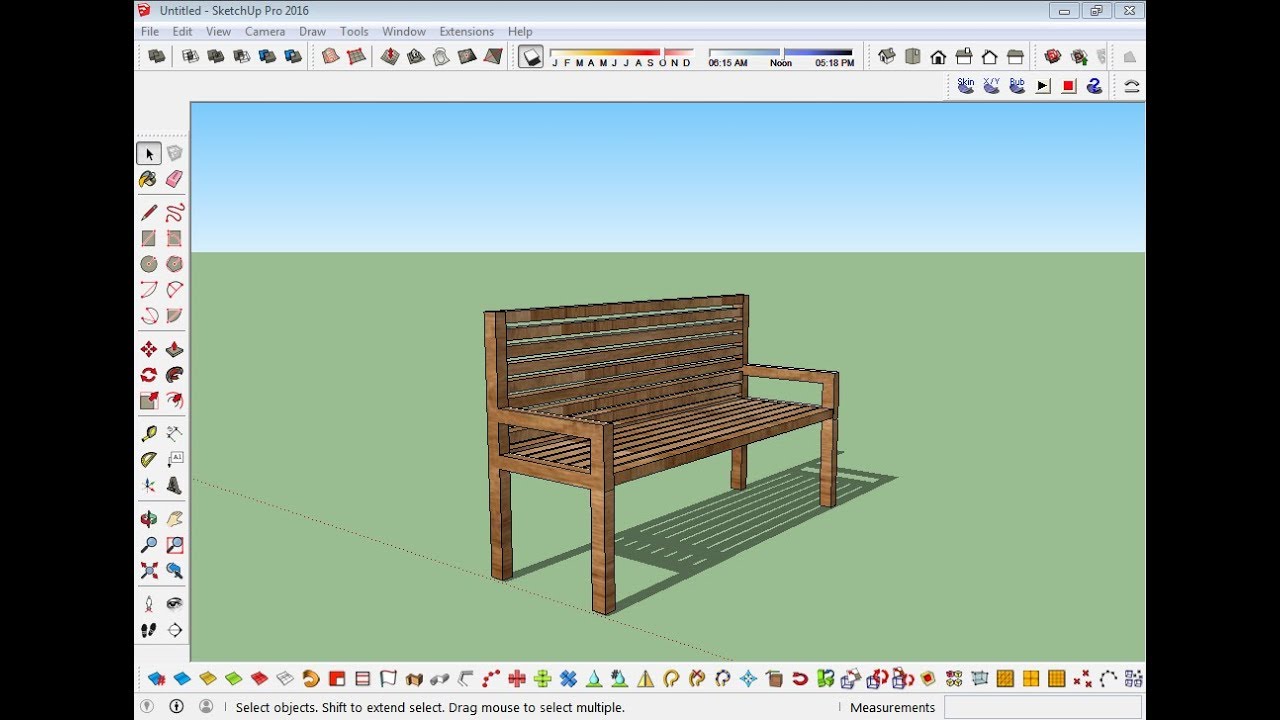 How to make wooden bench in sketchup 2016. - YouTube