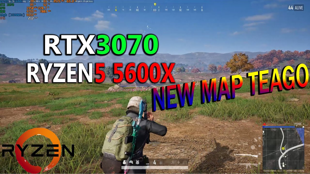 PUBG NEW MAP TEAGO || RTX 3070 + RYZEN 5 5600x | 1080p | Benchmark ...