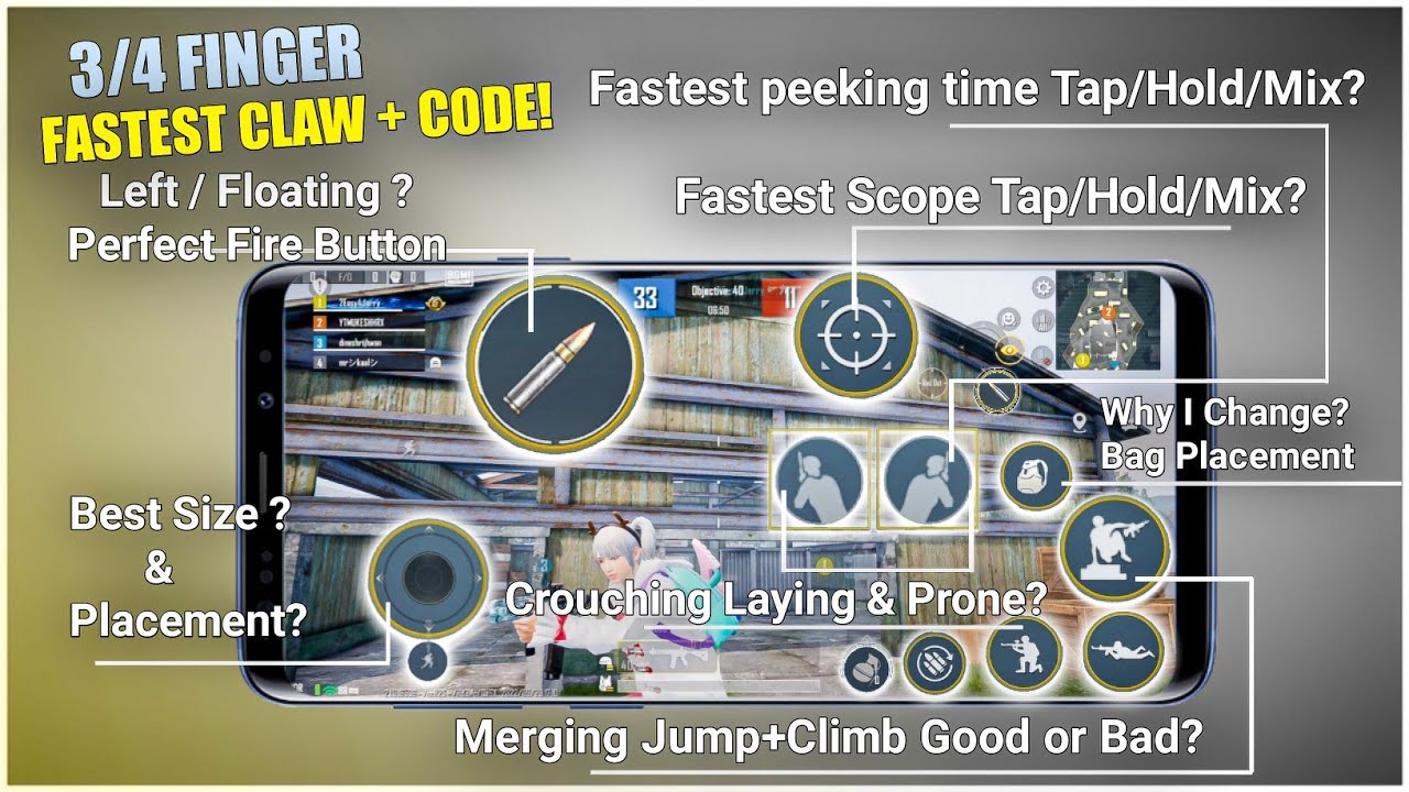 3/4 Finger Fastest Claw + Code 🔥 | Best Claw For 4 Finger | BGMI / PUBG ...