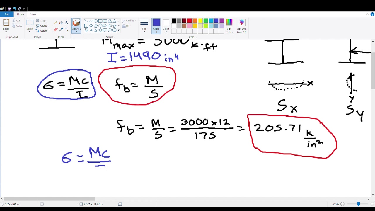 PE Exam Civil Bending Stress Using Moment of Inertia w/ Steel Manual ...