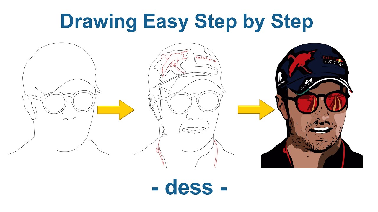 Checo Pérez - Drawing Easy Step by Step [@dess_art] - YouTube
