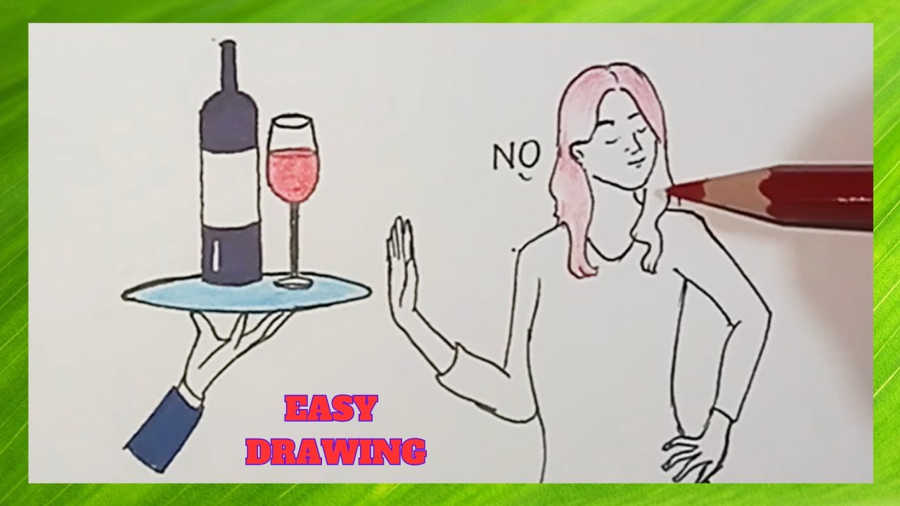 How to draw no drinking sign board | Easy drawing for beginners | Say ...
