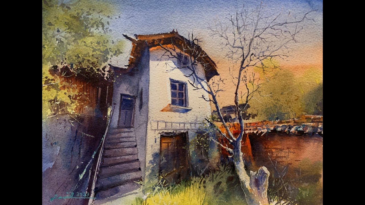 Light and shadow in watercolor painting tutorial - YouTube