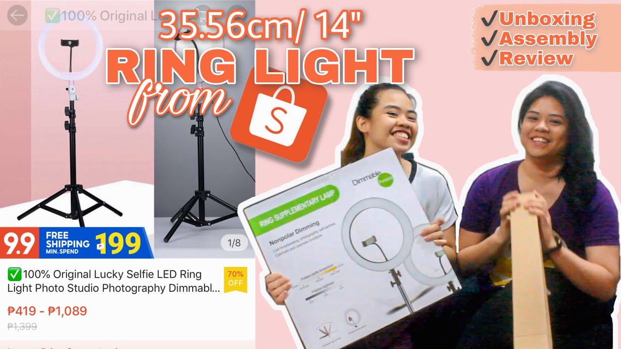 CHEAPEST RING LIGHT FROM SHOPEE (14-INCH) + ASSEMBLY AND REVIEW - YouTube