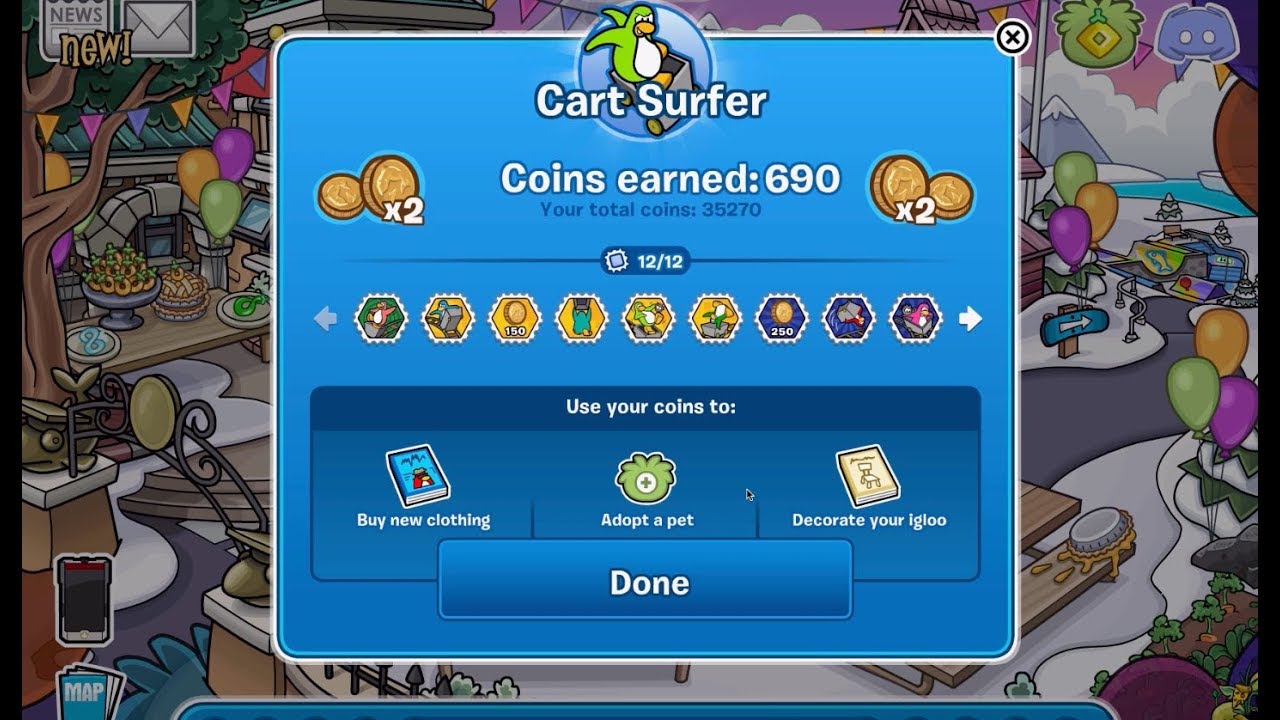 Club Penguin Online: Cart Surfer 6500 Coins in 10min - YouTube