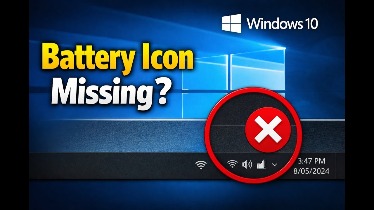 Windows 10 Battery Icon Not Showing in Taskbar? Power Button Greyed Out ...