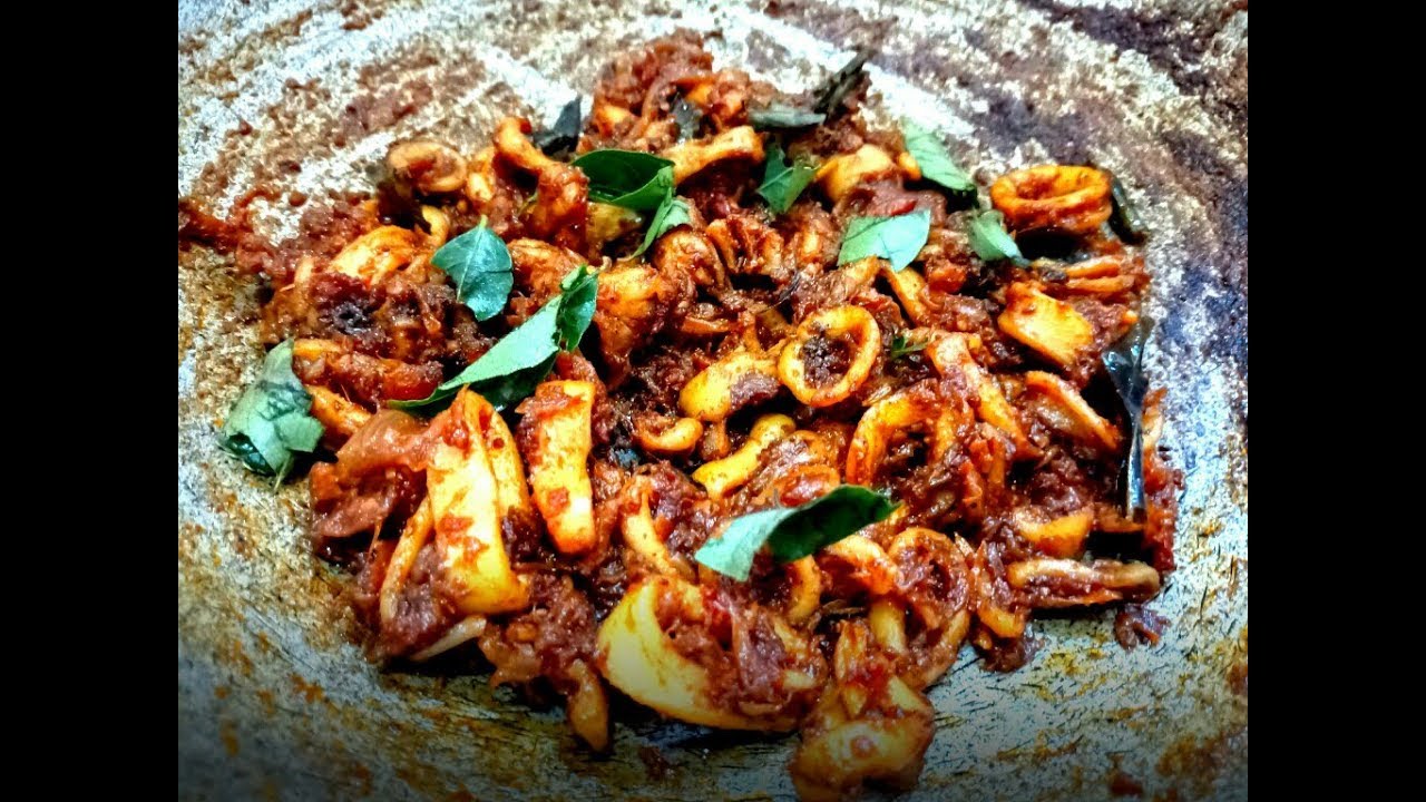Kerala style koonthal varattiyathu/ koonthal roast/squid roast - YouTube