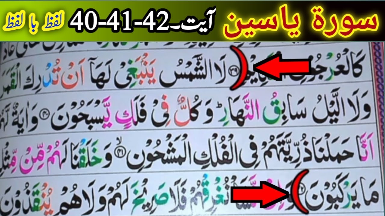 surah yaseen ayat 40-41-42 || learn and read quran||Bilal Nazra e Quran ...