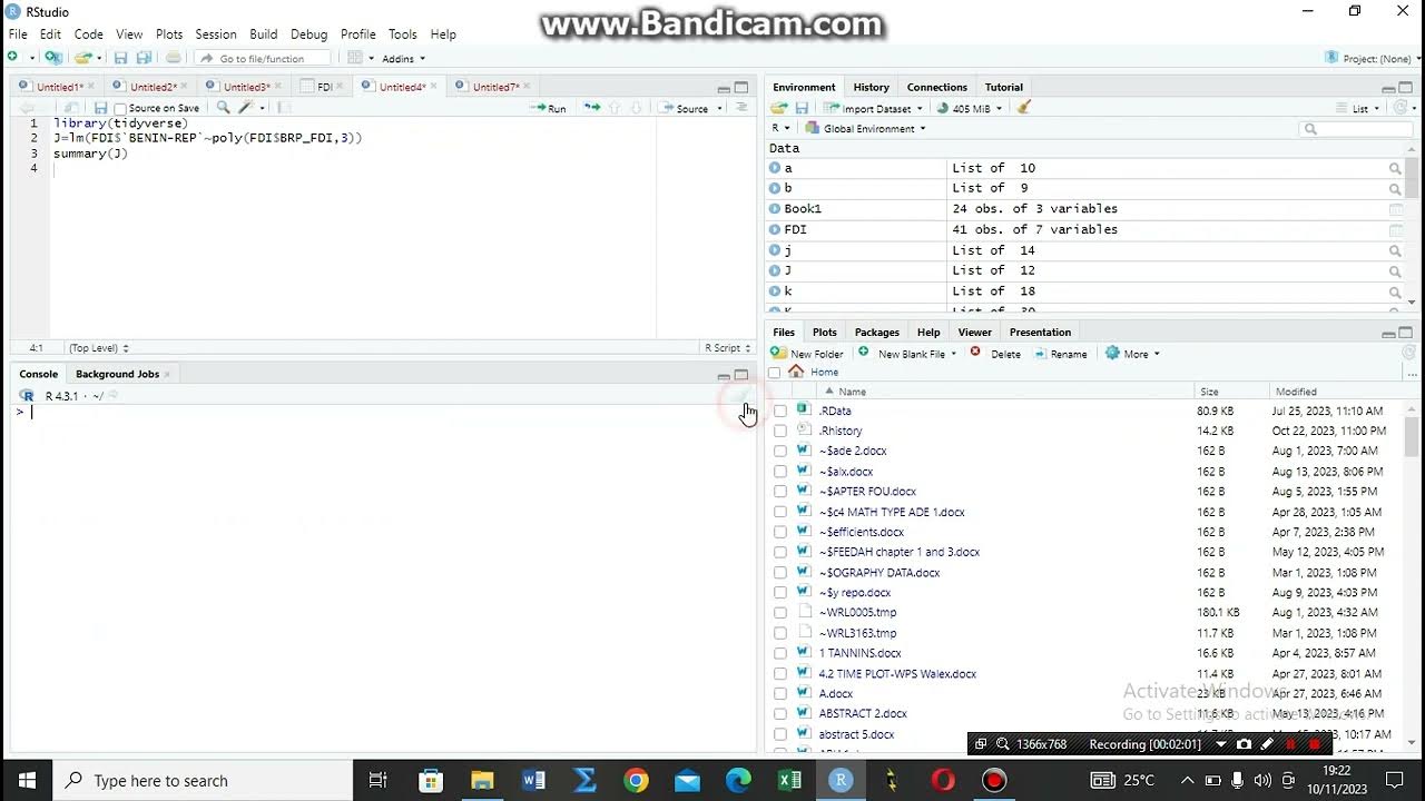 exponential regression model using r studio - YouTube
