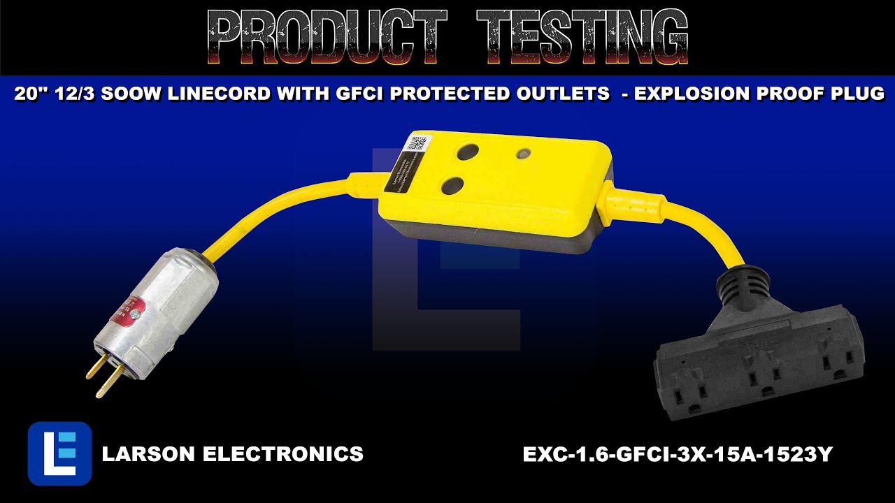 20'' 12/3 SOOW Linecord with GFCI Protected Outlets - 15 Amp Max Rated ...