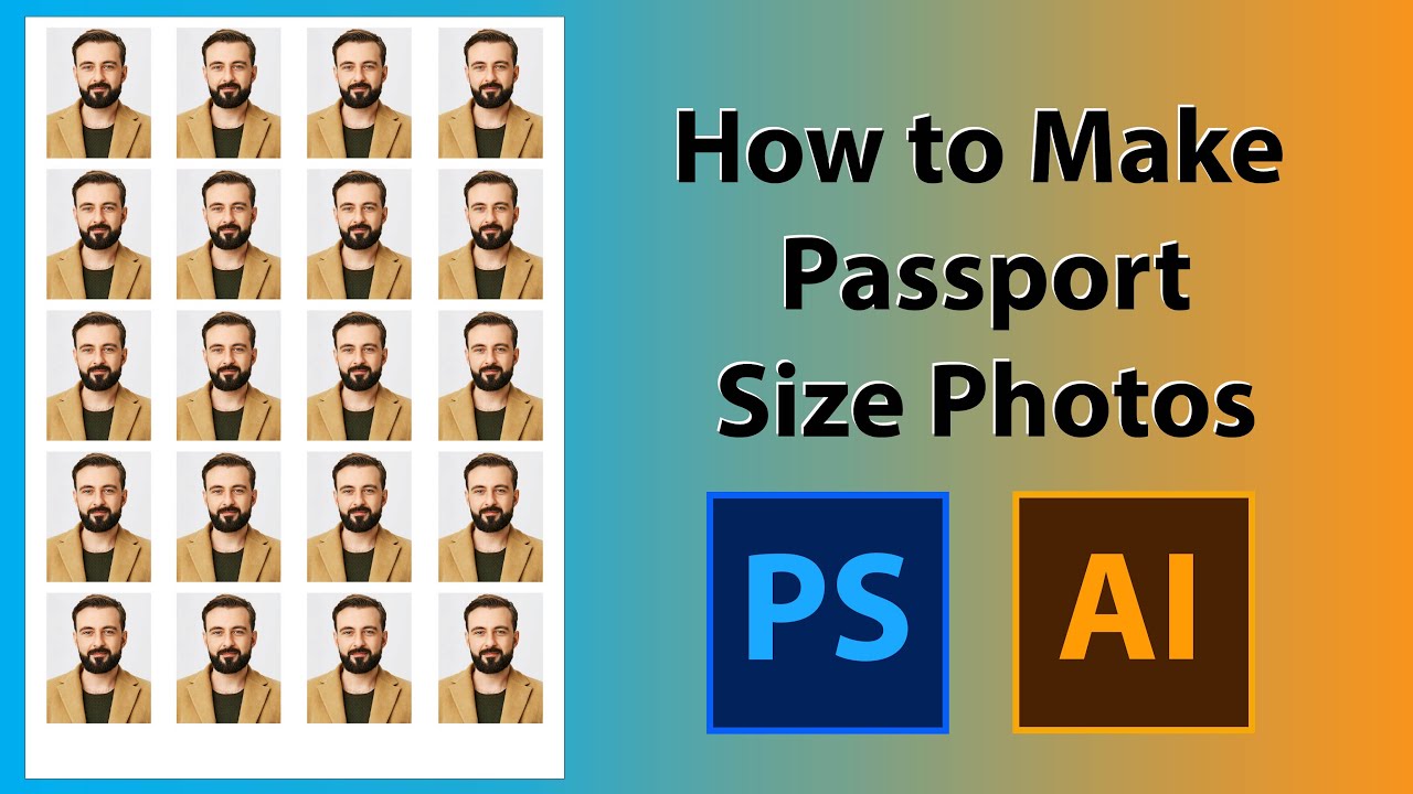 Create Print Ready Passport Size Photo | Use PS with illustrator - YouTube