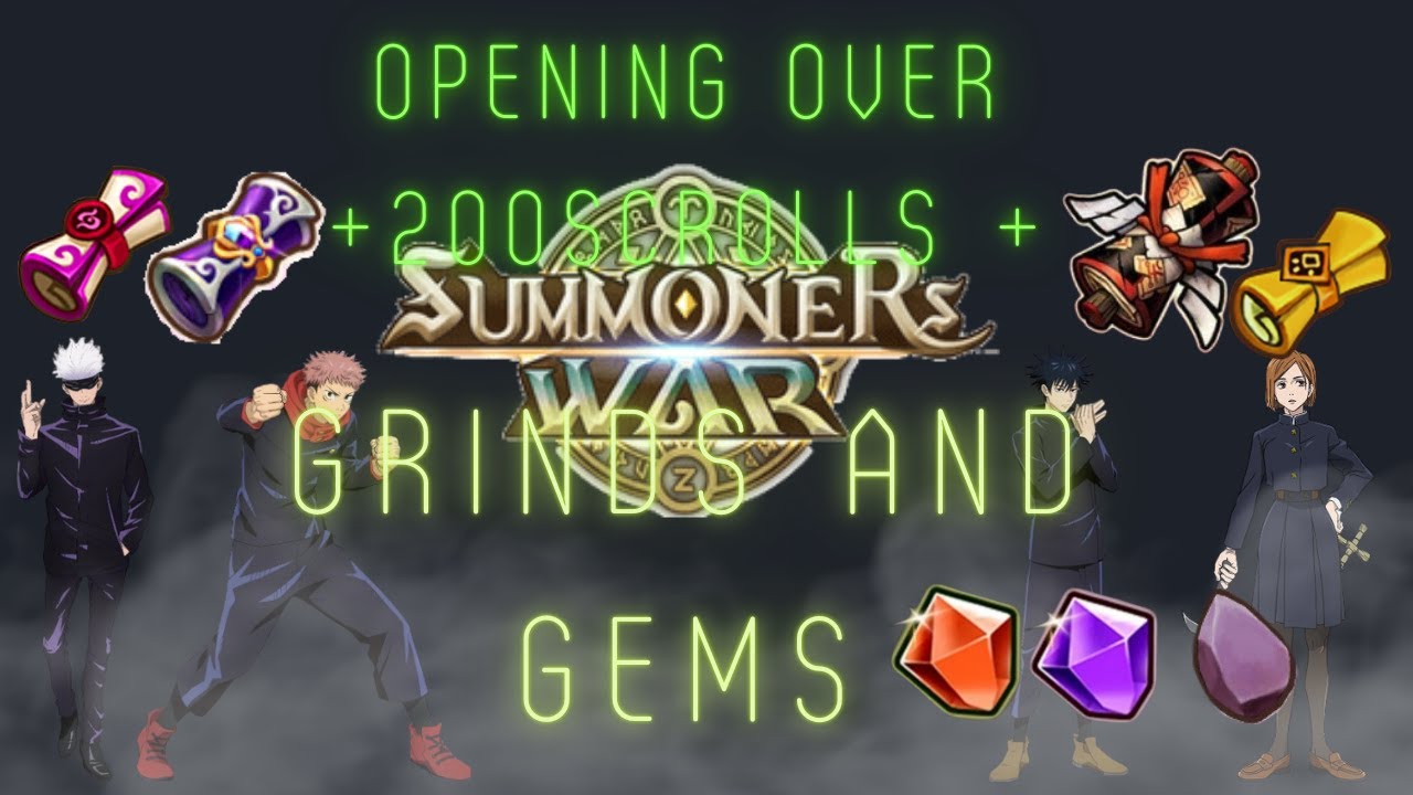 Summoning 200+ ms 16 lds 5 all atribute 5 Legendary 3 jjk scroll + 20 ...